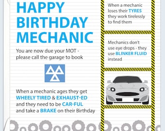 Funny Mechanic Birthday Card - Etsy UK
