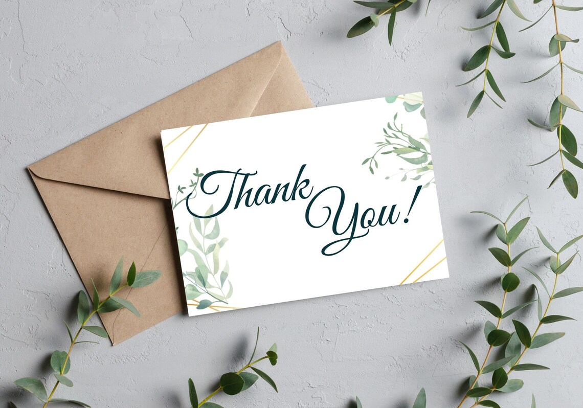 THANK YOU CARD Template, Eucalyptus Collection, Folding Thank You, Tent ...