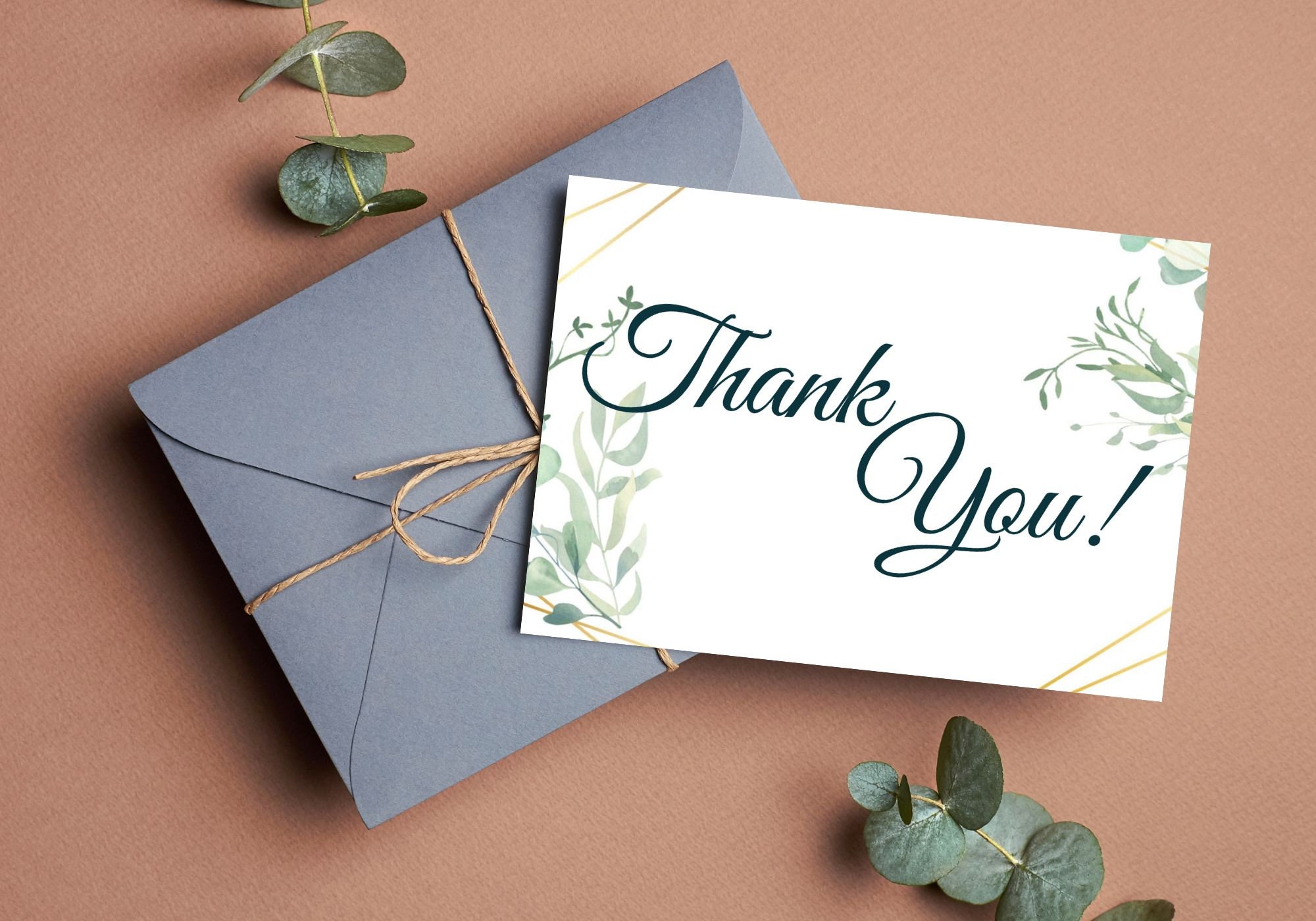 THANK YOU CARD Template, Eucalyptus Collection, Folding Thank You, Tent ...
