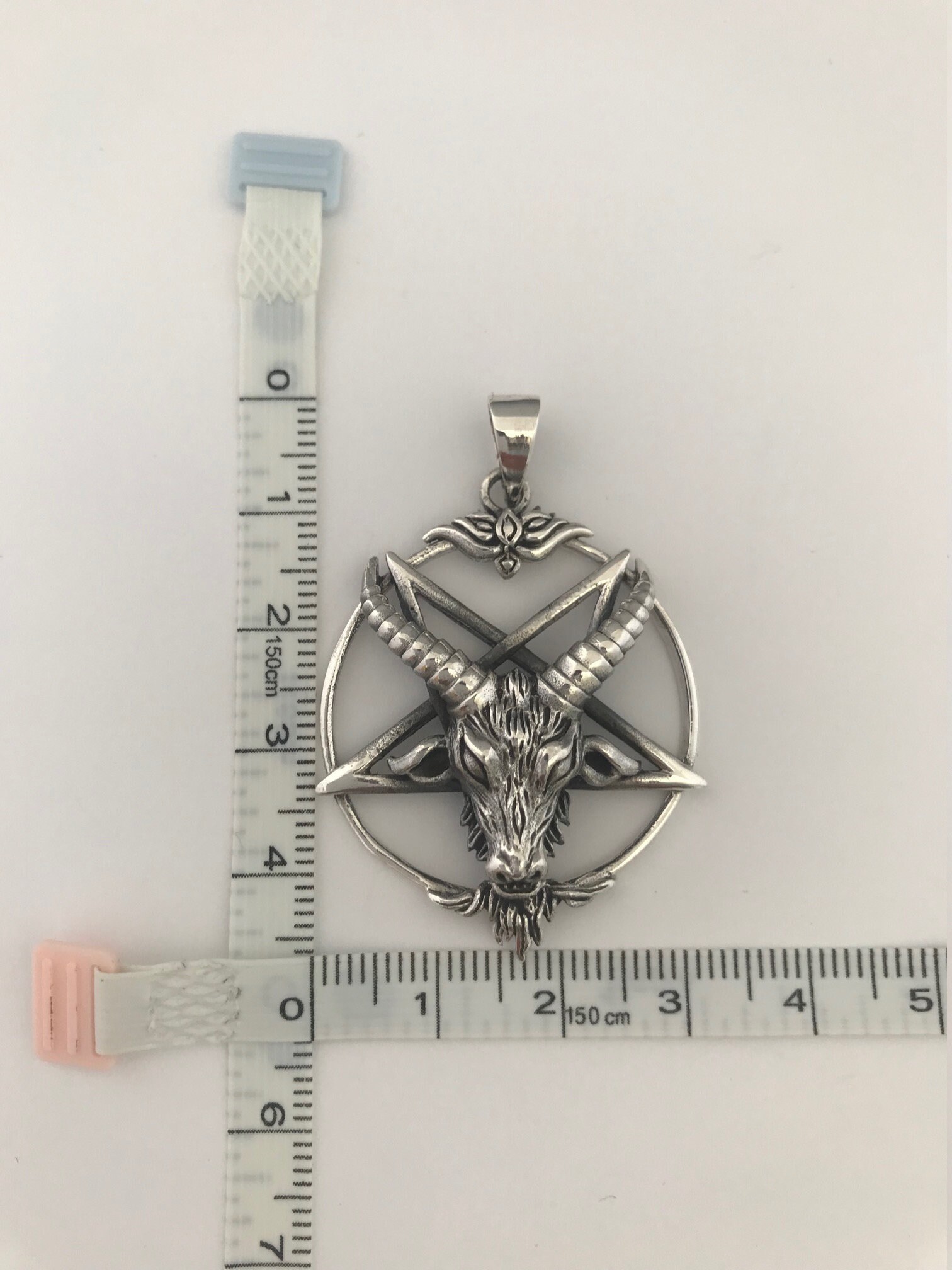 925 Sterling Silver Ram Head Pentagram - Etsy UK