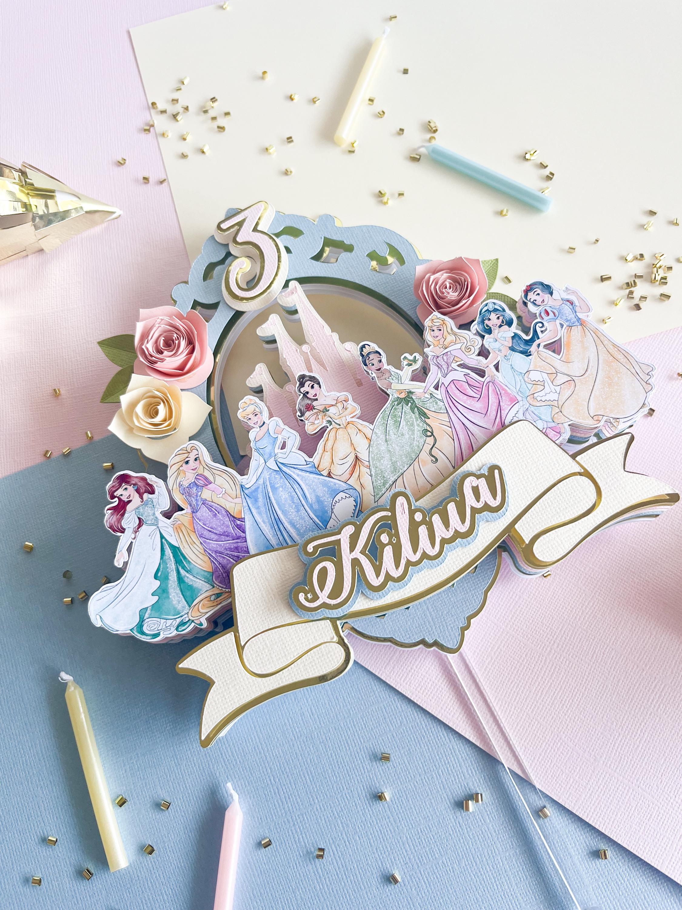 Princesses Themed Cake Topper | Pastel Princesses Cake Topper ...