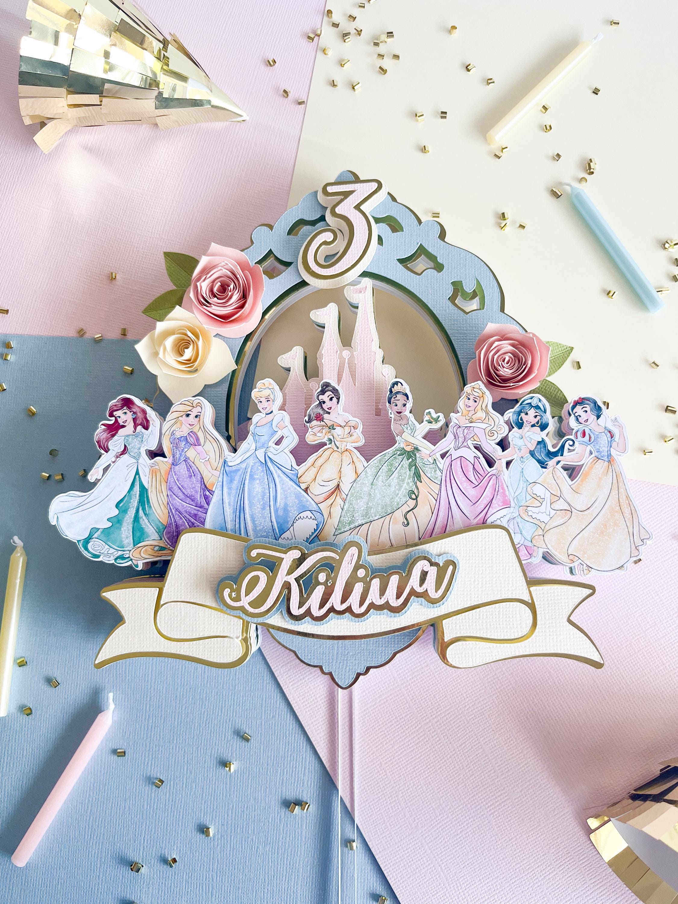 Princesses Themed Cake Topper | Pastel Princesses Cake Topper ...
