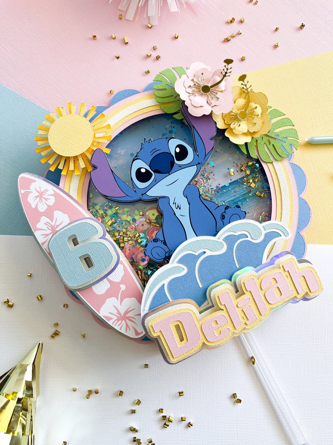 Lilo & Stitch 3D Shaker Cake Topper Pink and Blue Stitch Cake Topper ...