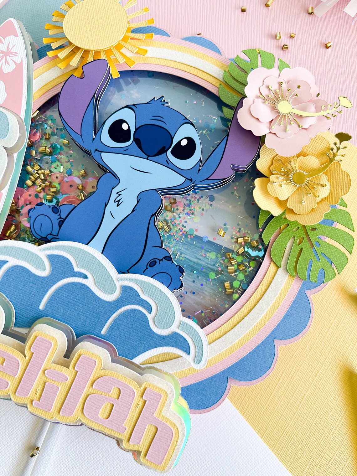 Lilo & Stitch 3D Shaker Cake Topper Pink and Blue Stitch Cake Topper ...