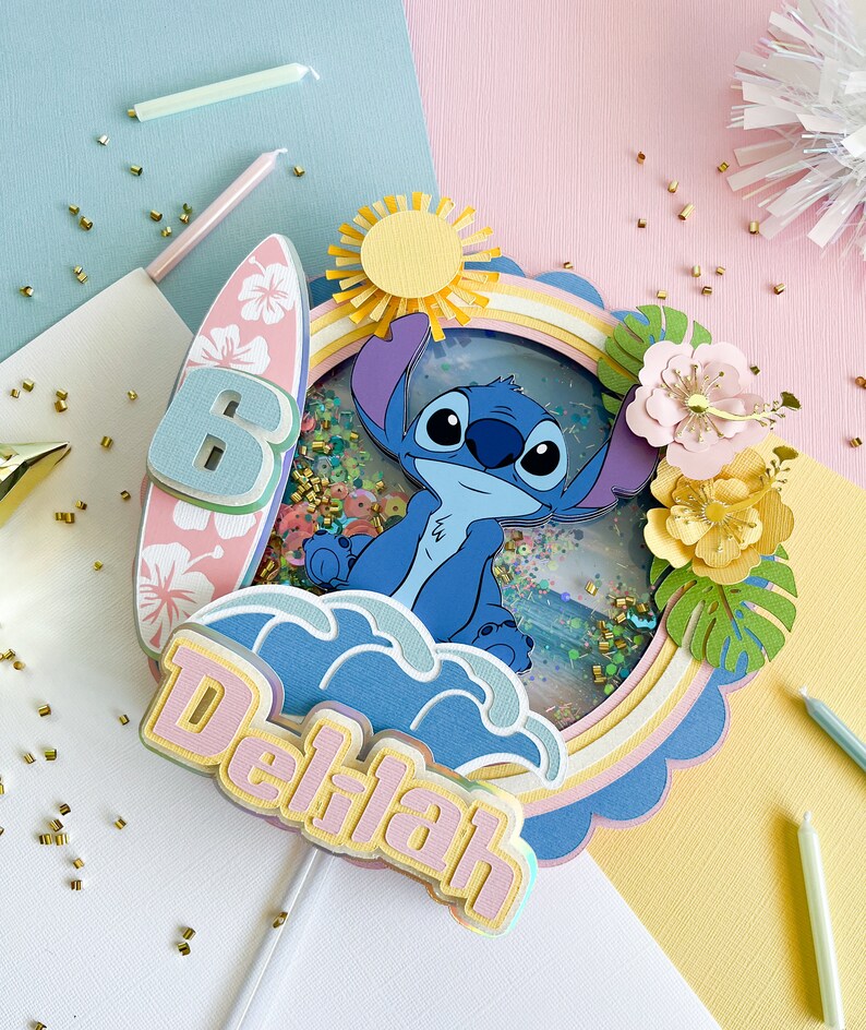 Lilo & Stitch 3D Shaker Cake Topper Pink and Blue Stitch Cake Topper ...
