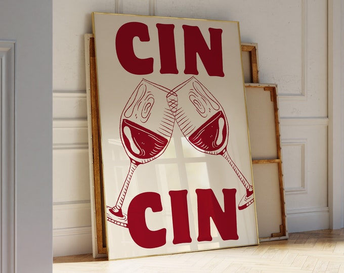Cin Cin Print Digital Download Cheers Poster Printable Wall Art for ...