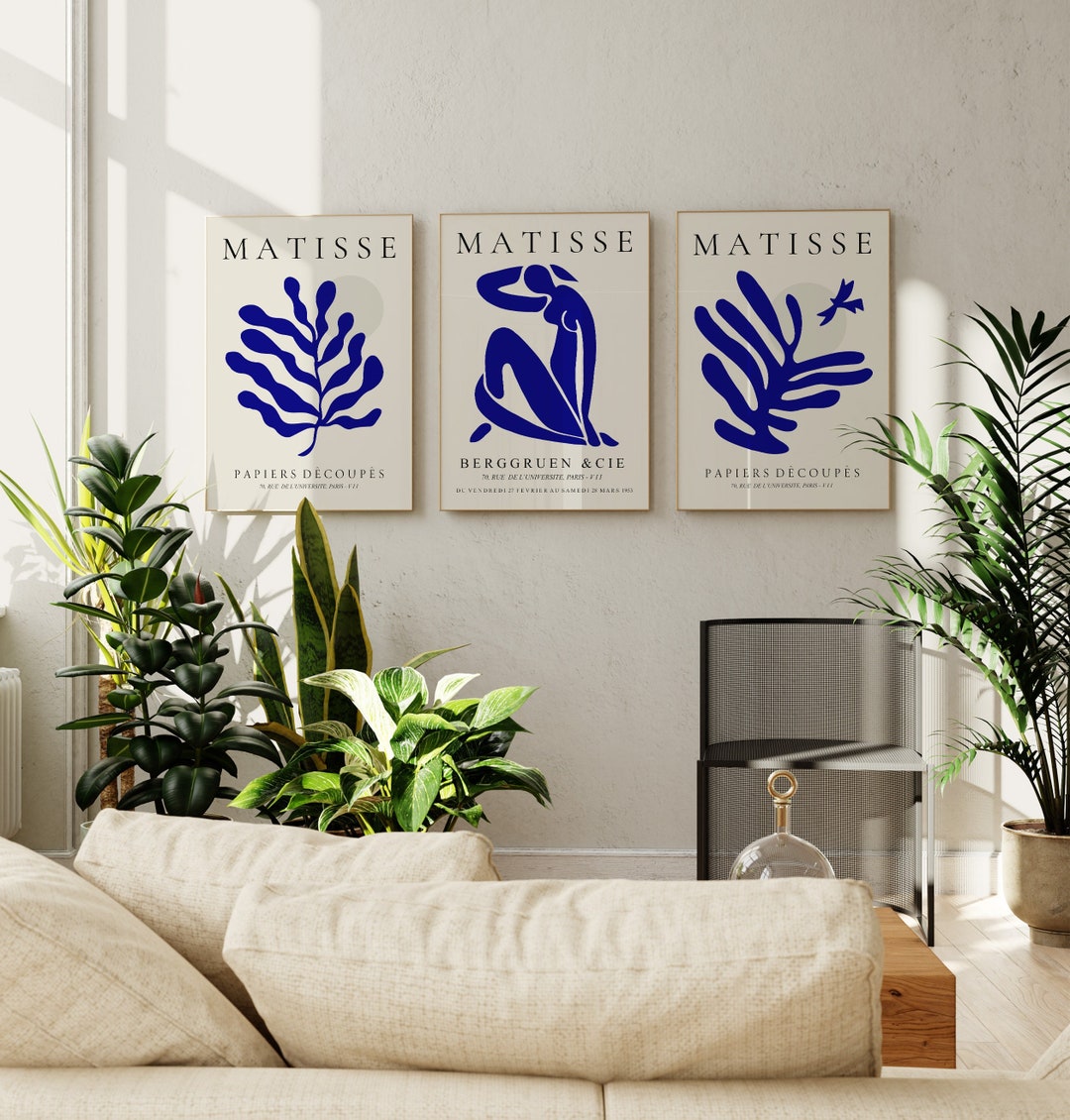 Matisse Poster Set of 3 Modern Gallery Wall Set Navy Blue - Etsy