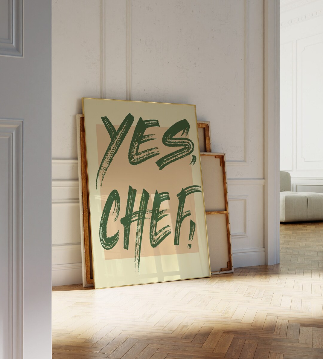 Yes Chef Poster Wall Art Minimalist Kitchen Print Funny Chef Poster Mid ...