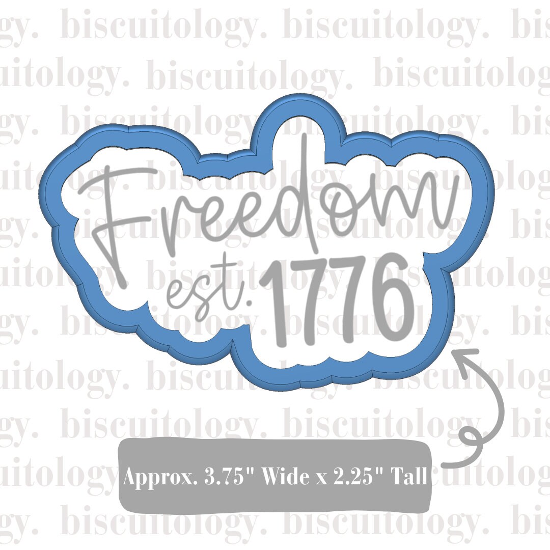 Freedom Est. 1776 July 4th Hand Lettered Cookie Cutter Fondant Cutter ...