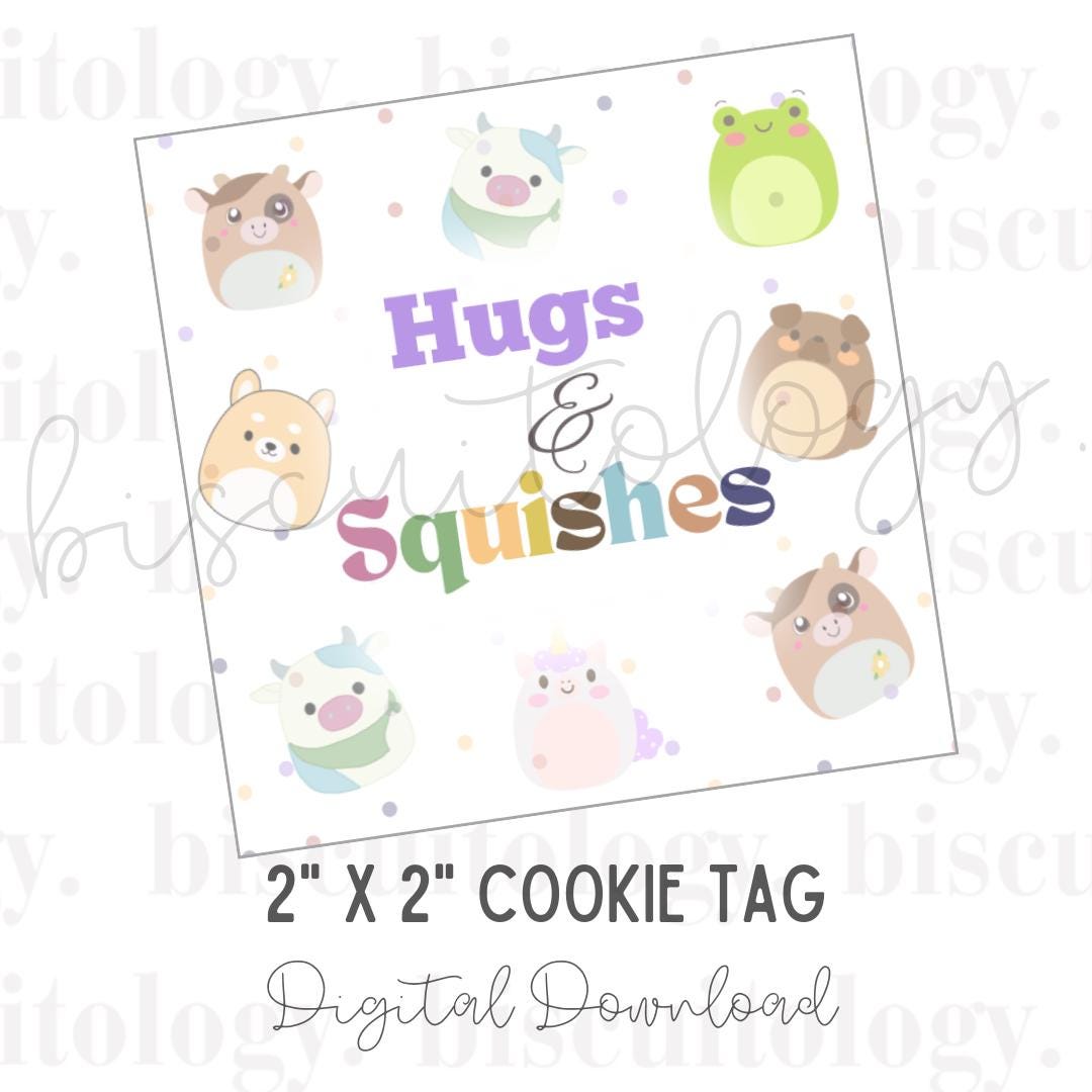 Valentine's Day Hugs & Squishes Squishmallow 2" Cookie Tag Square and ...