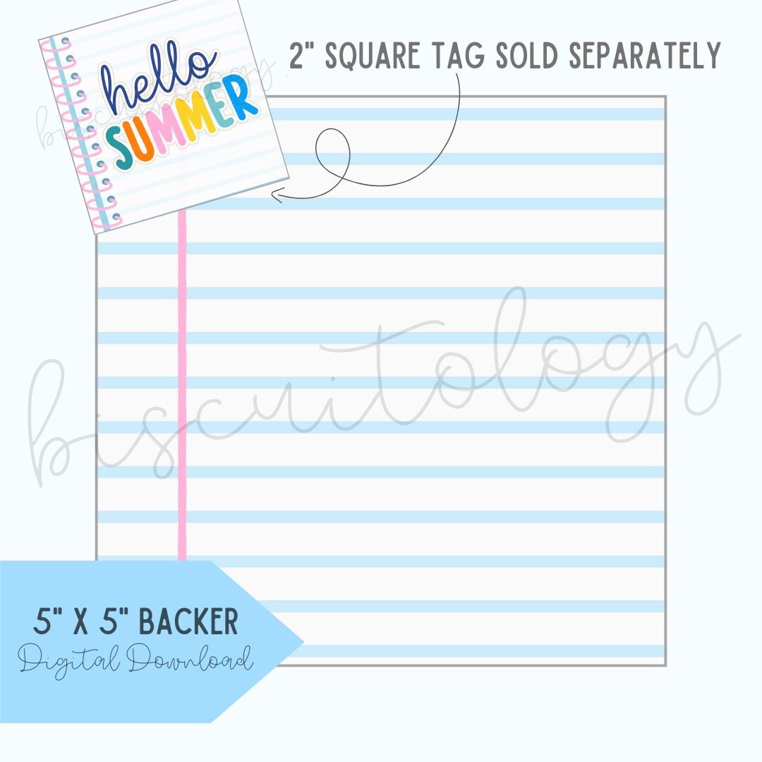 Notebook Paper Cookie Backers Cookie Packaging Multiple Sizes Digital ...