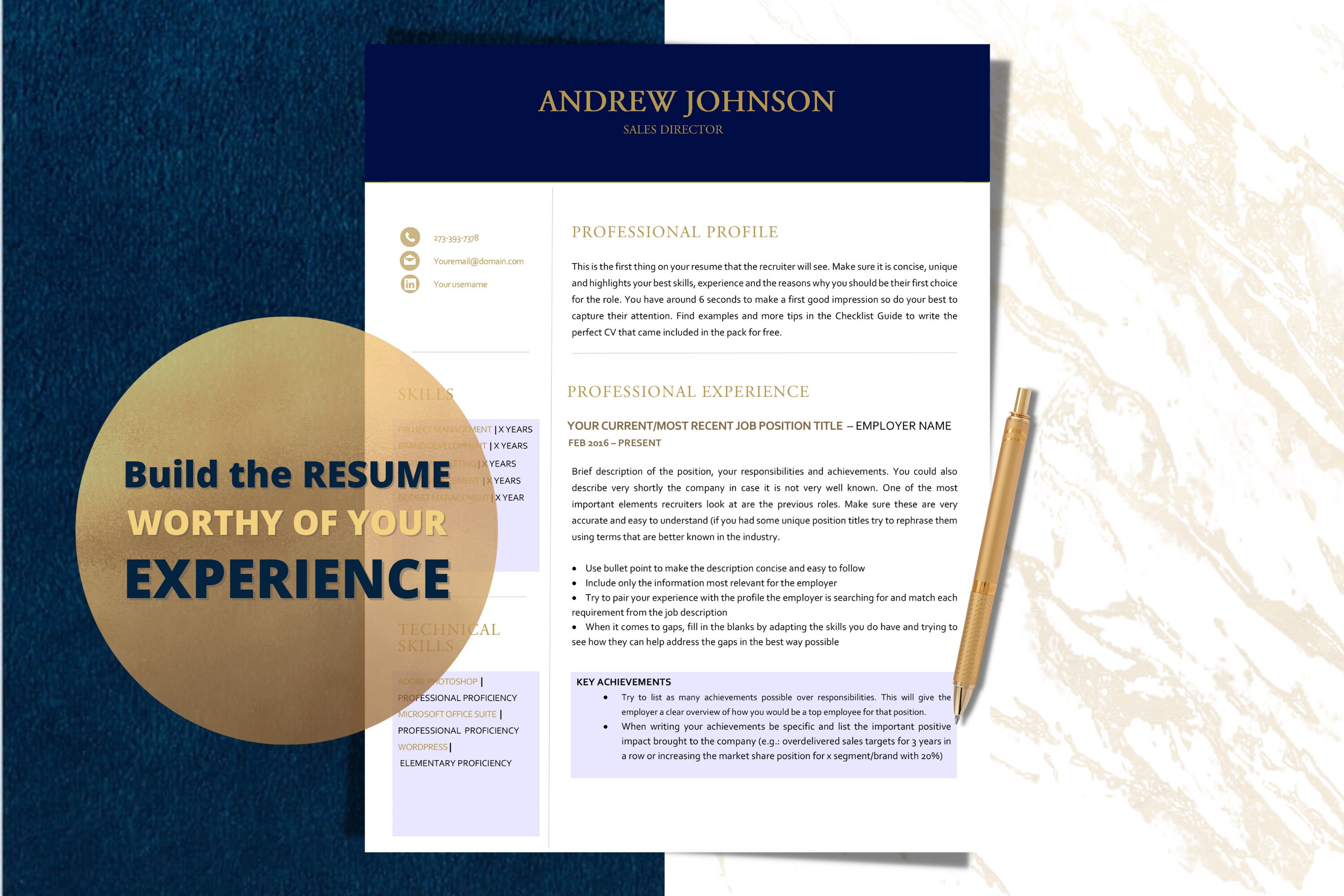 Modern Executive Resume Template C Level Resume Cv Template Word ...