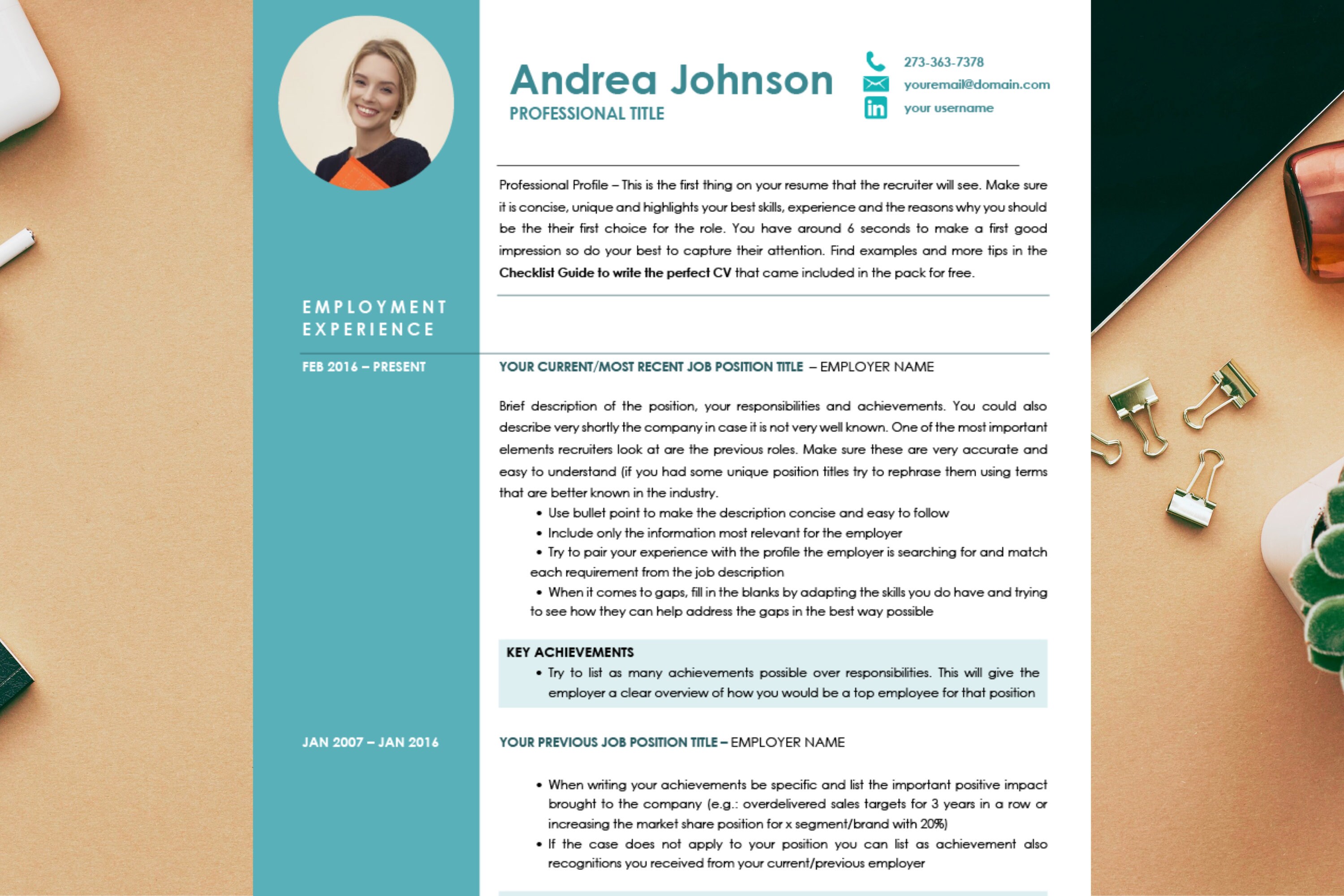 Professional Resume Template | Modern Resume Template Word | 3 Page ...