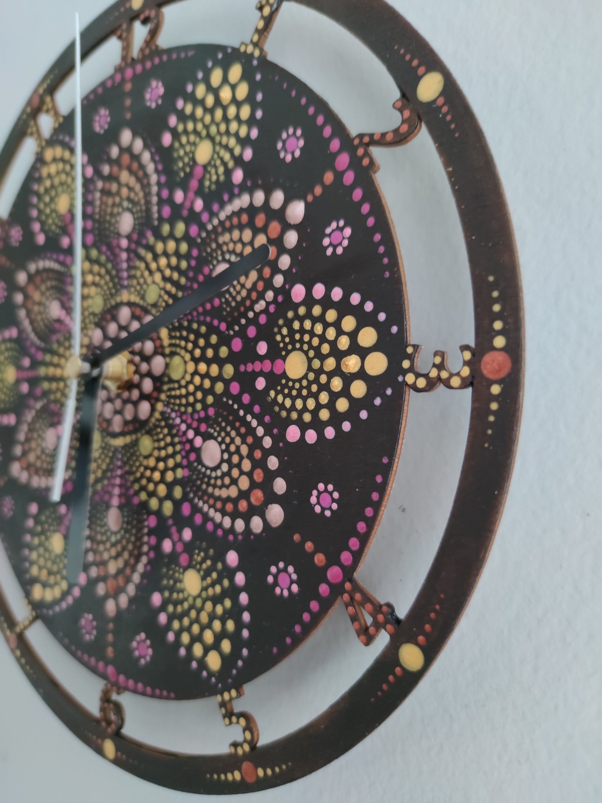 Mandala Clock, Painted With the Dot Method, Handicraft, Dot Mandala Art ...