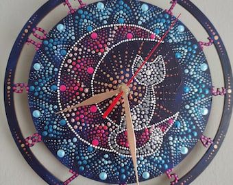 Mandala Clock Painted With the Dot Method Handicraft Dot - Etsy
