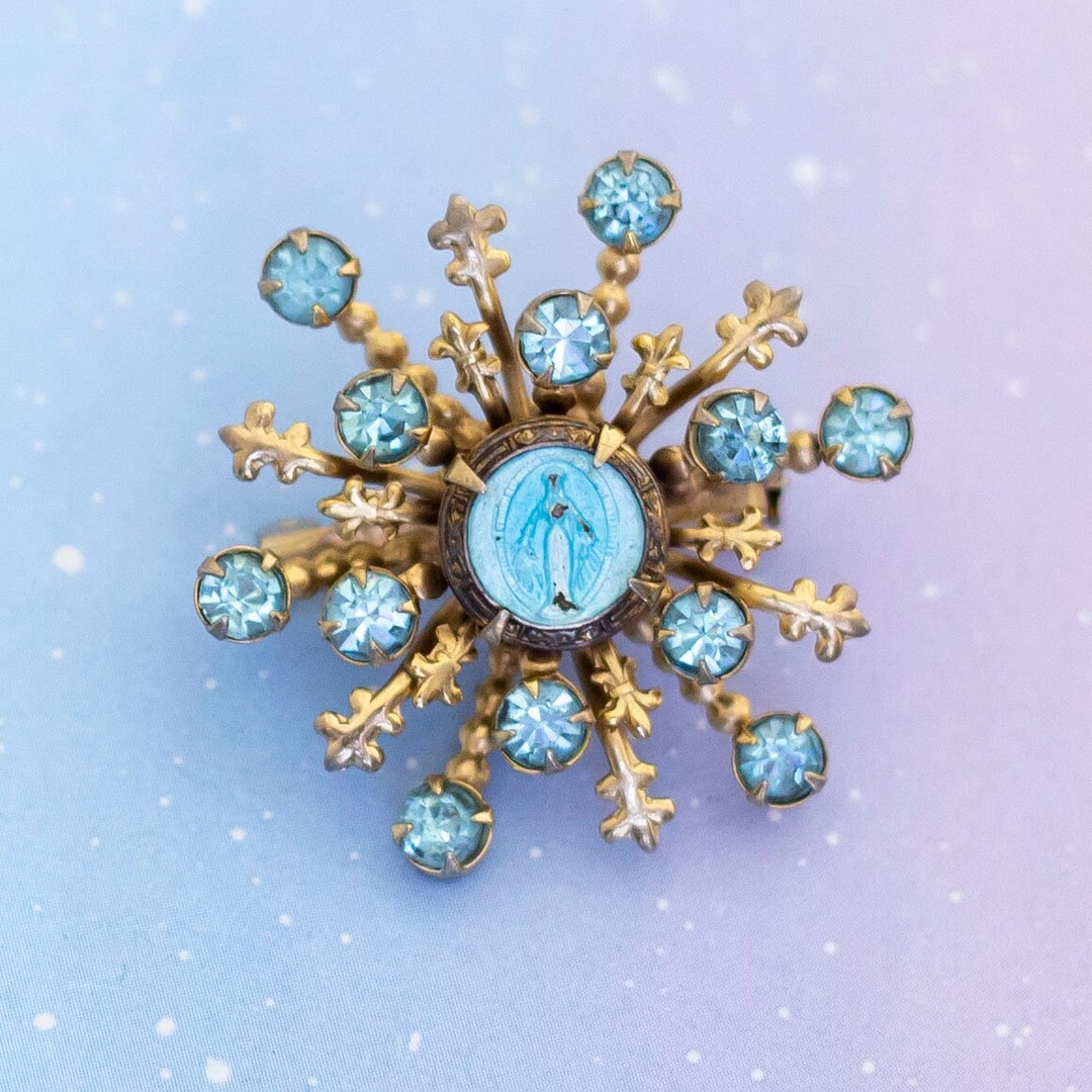 Vintage Art Nouveau Snowflake Brooch | Rhinestone Brooch | Gold Tone ...