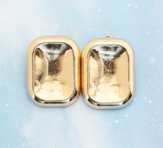 Vintage Golden Rectangle Crystal Clip On Earrings | G… - Gem