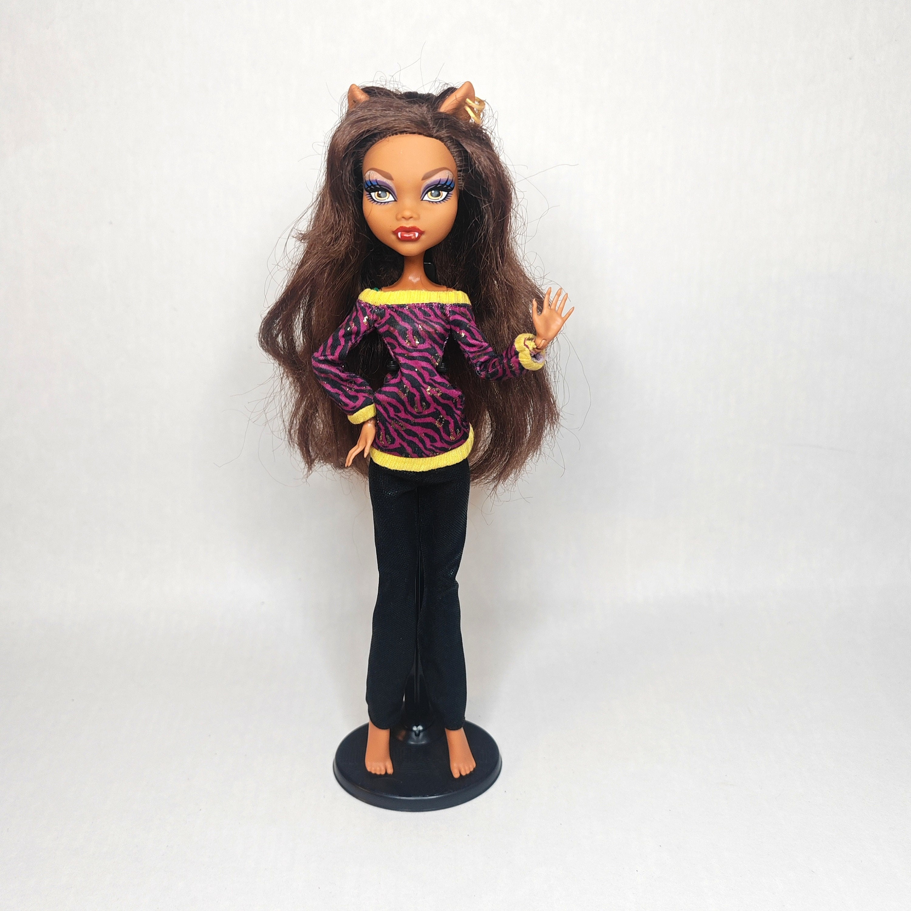 Rare Monster High Clawdeen Wolf School's Out Doll Black Elastics ...