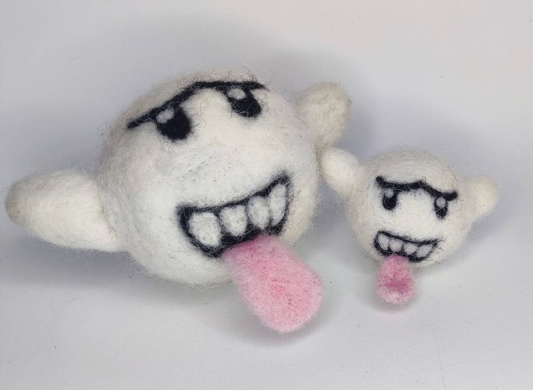 OOAK Needle Felted Super Mario Large Boo and Small Boo Made to Order ...