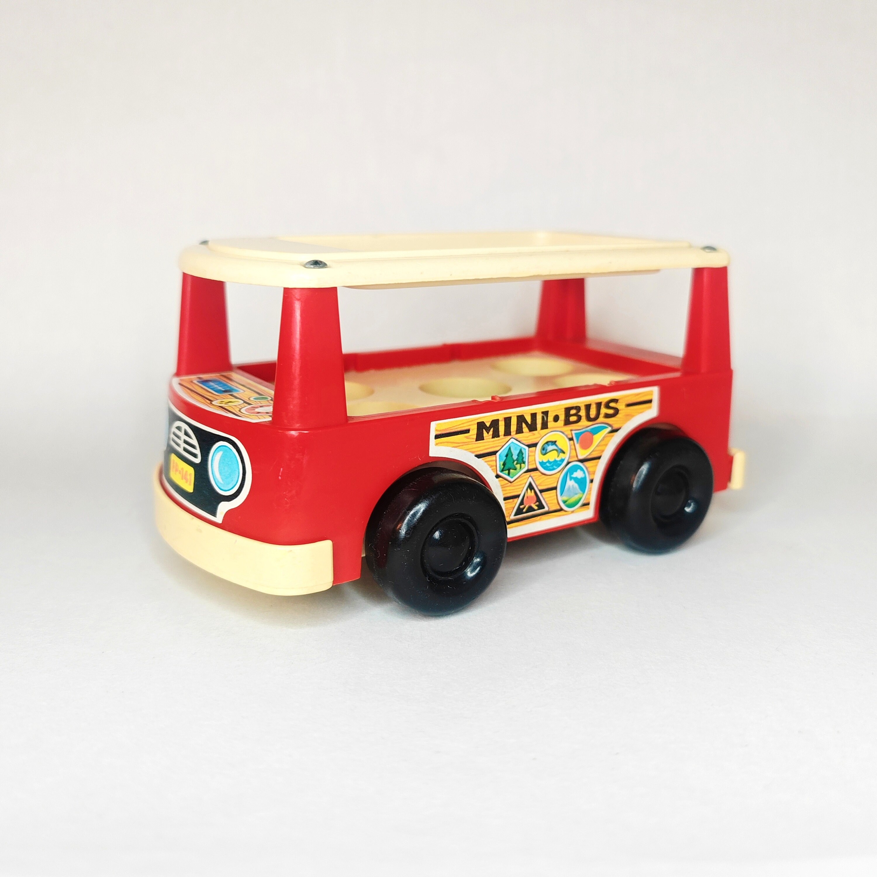 1969 Vintage Fisher-price Mini Bus Red and White 15 Cm or 6 Inches ...