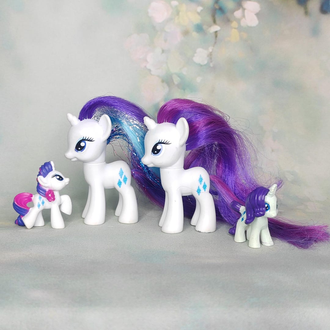 Set of 4 My Little Pony Rarity Figures G4 Brushable Rarity Pony Figures ...