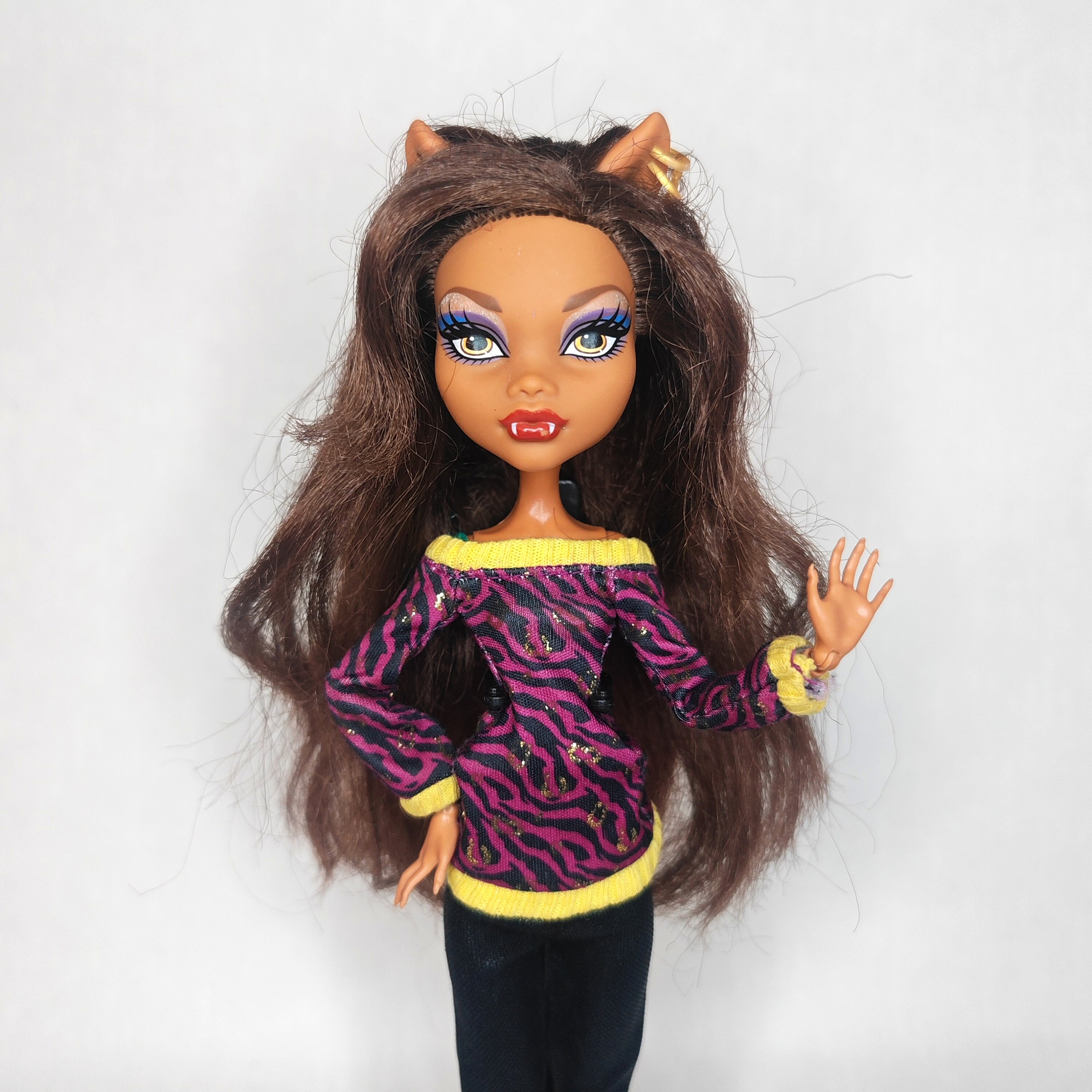 Rare Monster High Clawdeen Wolf School's Out Doll Black Elastics ...