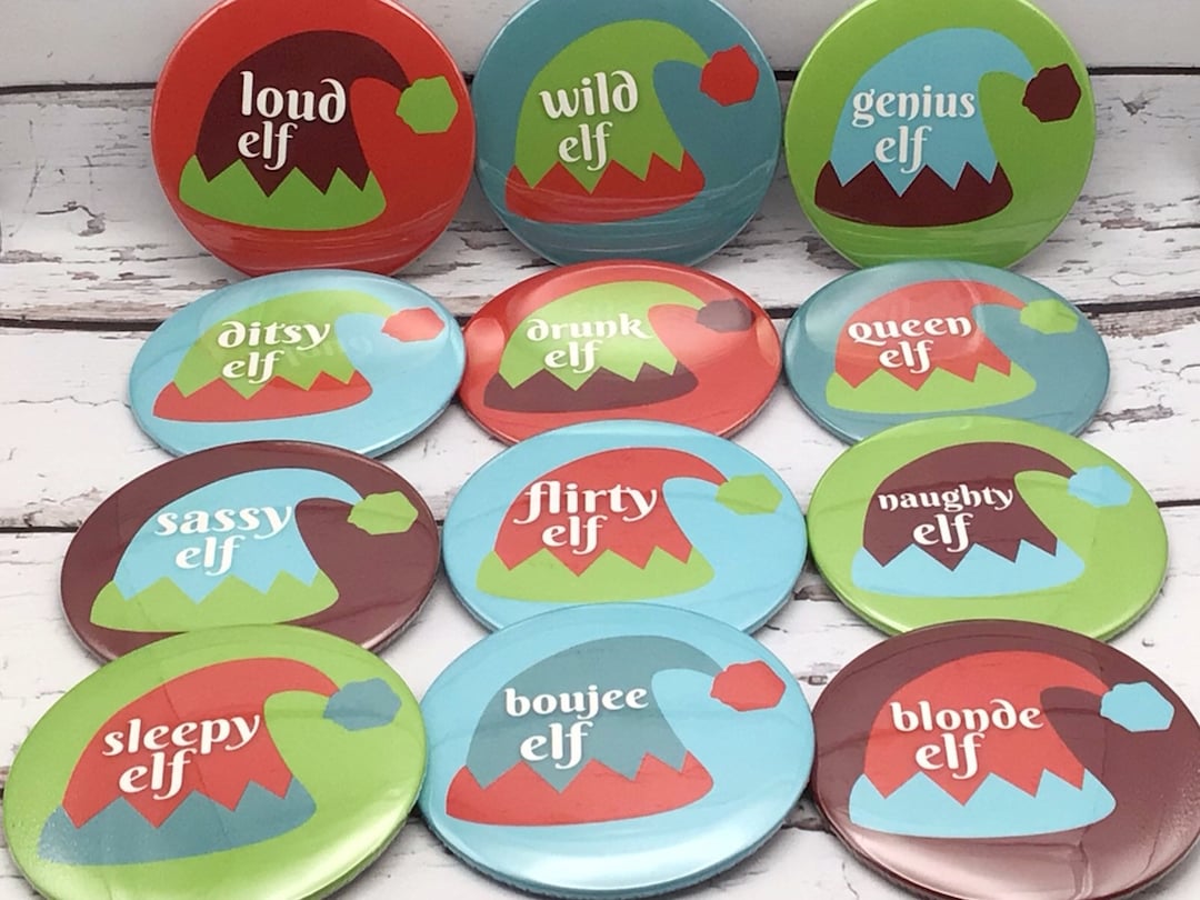 Elf Squad Buttons for Family Christmas Funny Holiday, Matching Family ...