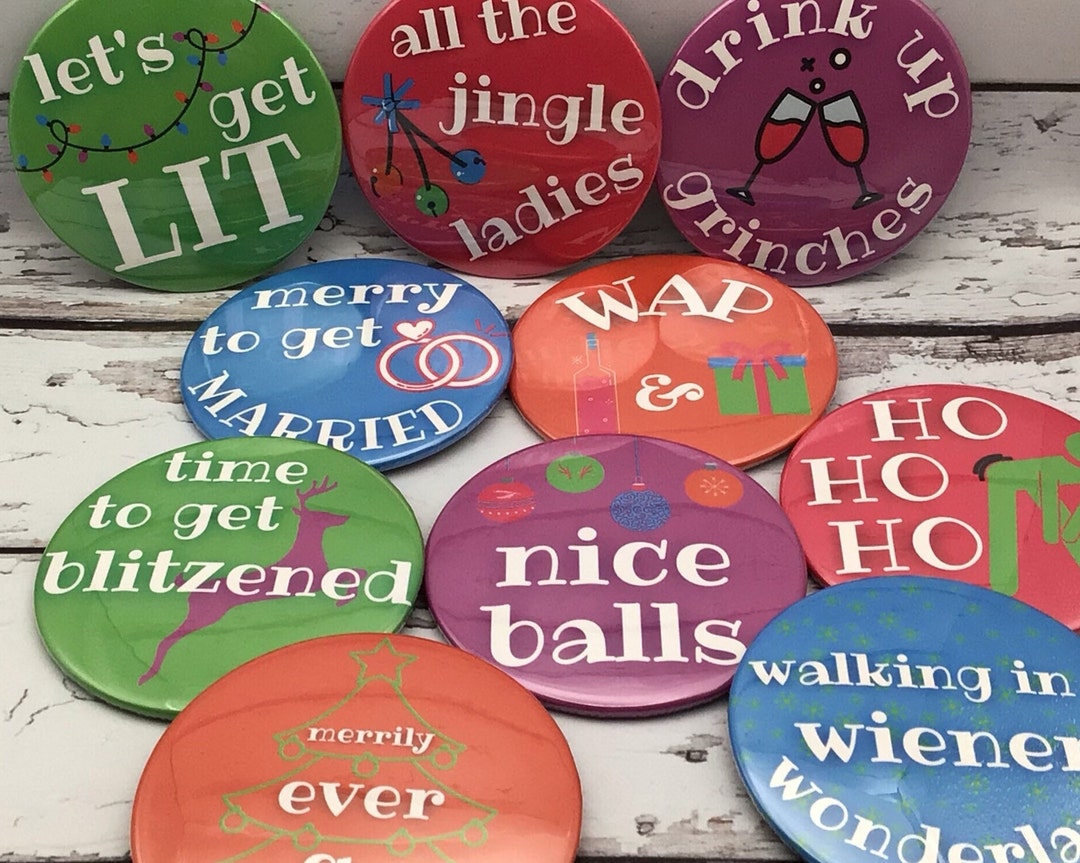 Funny Christmas Buttons | Winter Wedding, Flannel Fling, Christmas Bach, Holiday Party & More - Etsy