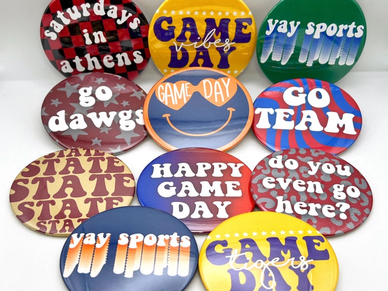Gameday Pinback Buttons | College Football Game Day Accessories ...