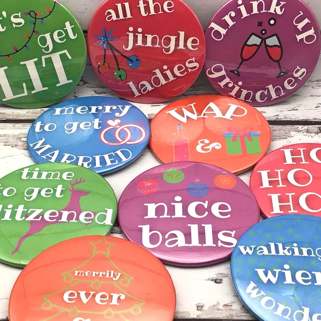 Funny Christmas Buttons | Winter Wedding, Flannel Fling, Christmas Bach ...