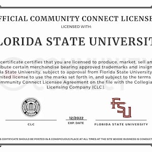 FSU Varsity Letter Florida State University Official Licensed - Etsy