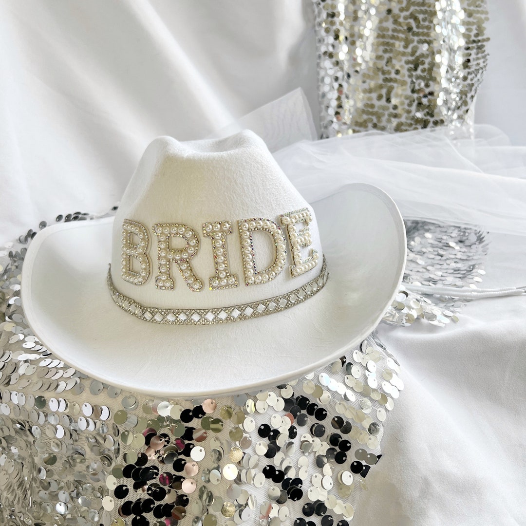 Bride Cowgirl Hat Last Rodeo Hat With Veil Mrs Fedora Last Hoe Down ...