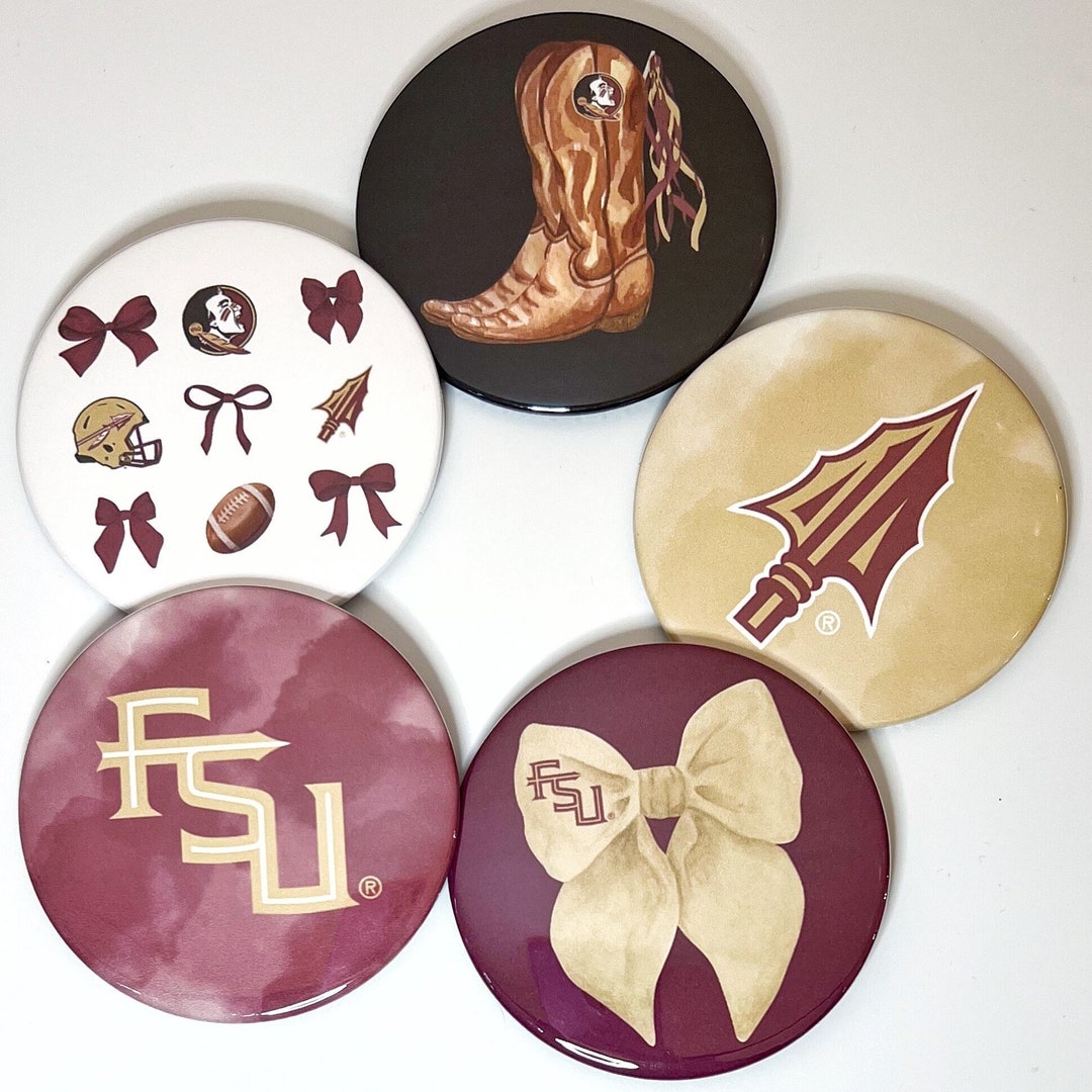 FSU Buttons | Seminole Boot, Gold Bow & Spear Official Licensed Florida ...