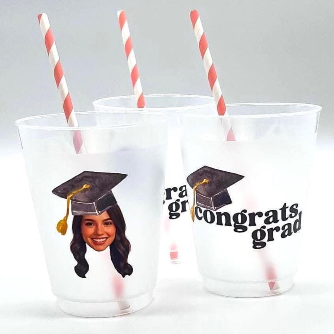 Graduation Party Cups | Frosted 16 Oz, Class of 2026, Custom Face ...