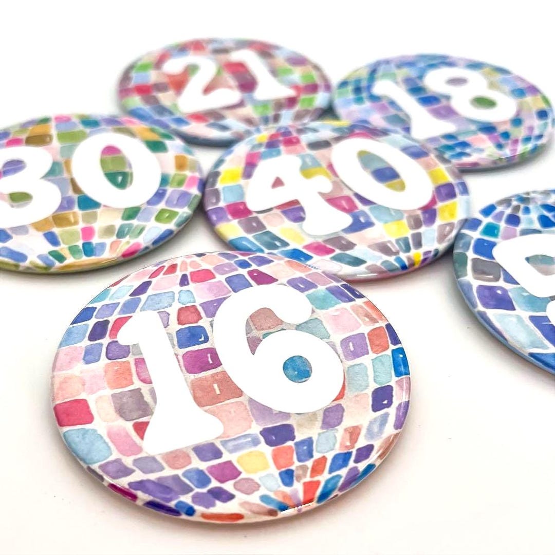 Custom Birthday Number Pinback Buttons | Personalized Age Buttons ...