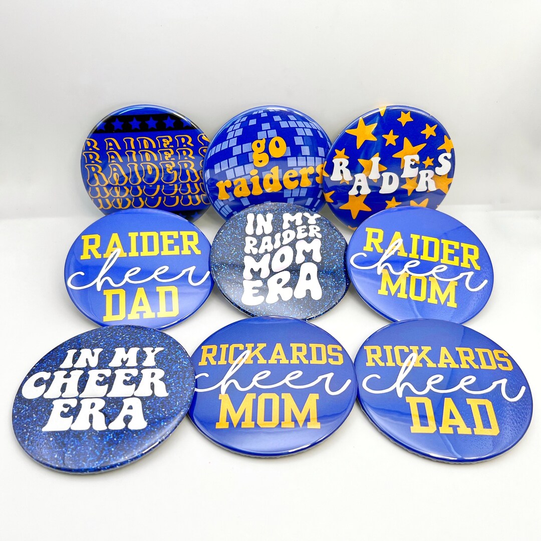 Raiders Cheer Buttons Cheer Mom Cheerleading Gift Cheer Dad Coach Cheer ...