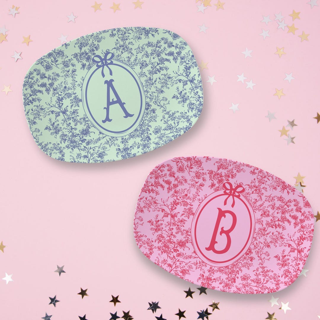 Personalized Toile Serving Platter | Custom Monogram Tray, Toile ...