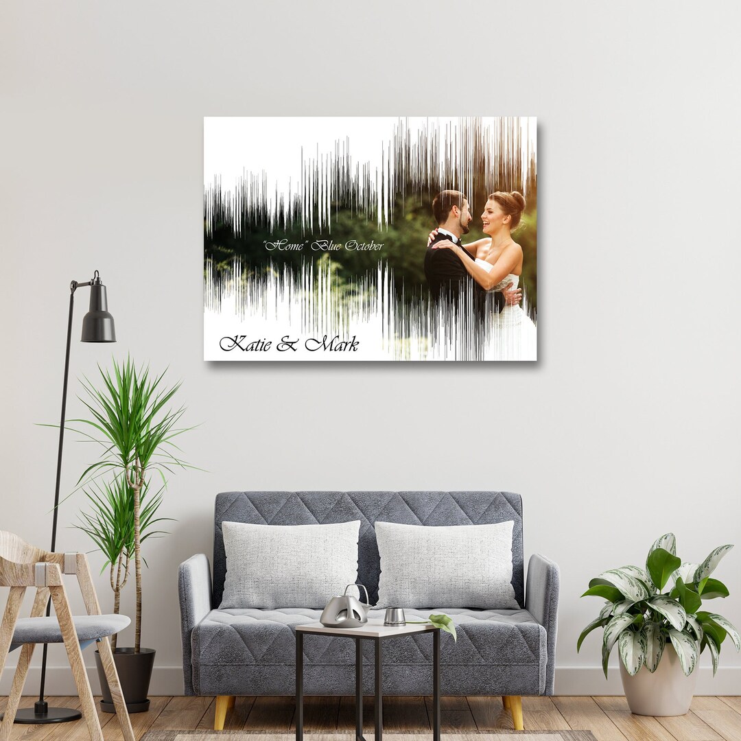 Photo Sound Wave Song Print on Canvas, Custom Soundwave Canvas With Any ...