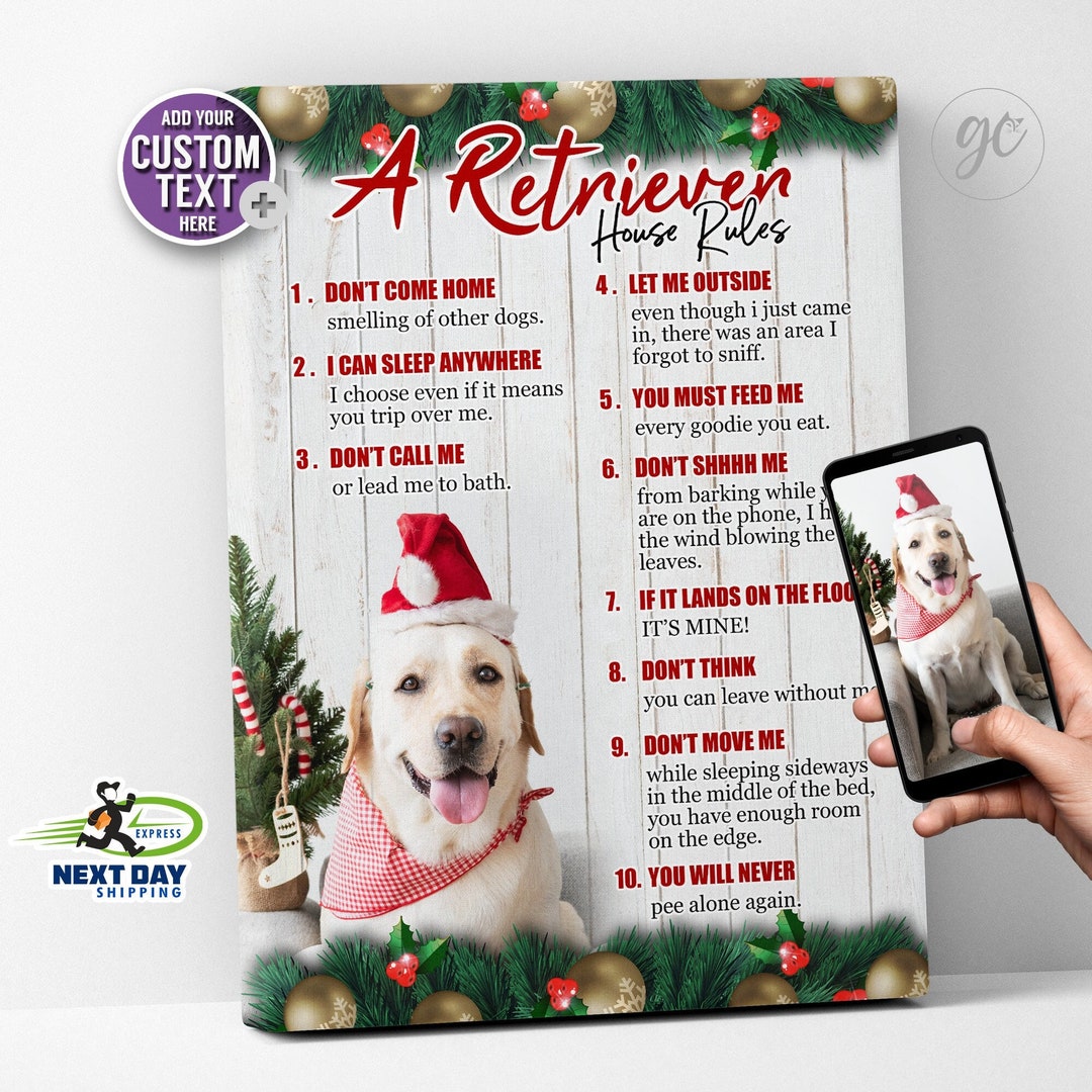 Christmas Rottweiler House Rules Sign, Funny House Rules Print Canvas ...