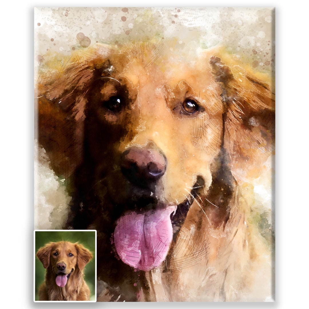 Customize Your Pet Portrait Painting From Photo, Watercolor Dog Art ...