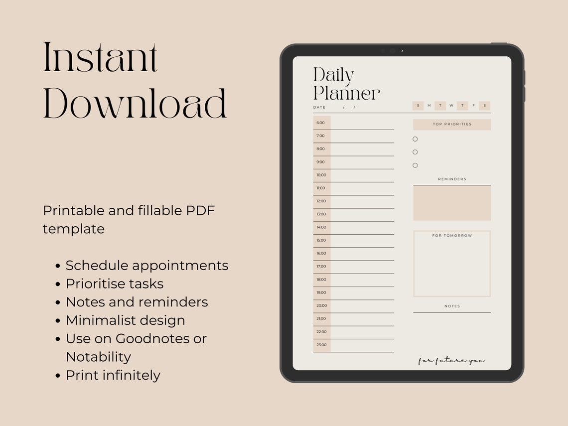 Digital Daily Planner Printable Instant Download - Etsy