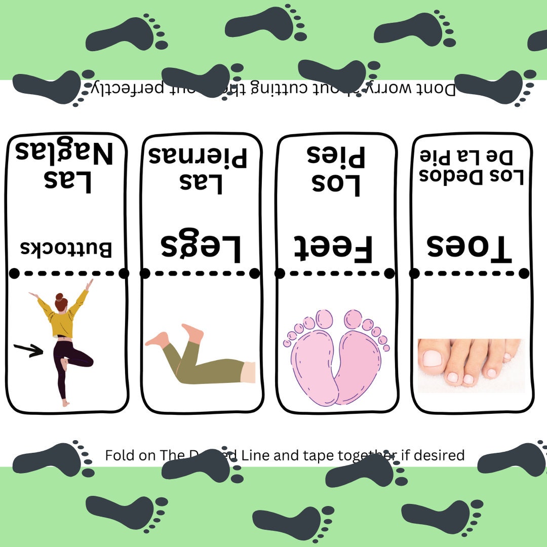 31 English/spanish Body Parts Flash Cards for Parents and - Etsy