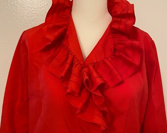 Red Ruffle Blouse | Etsy