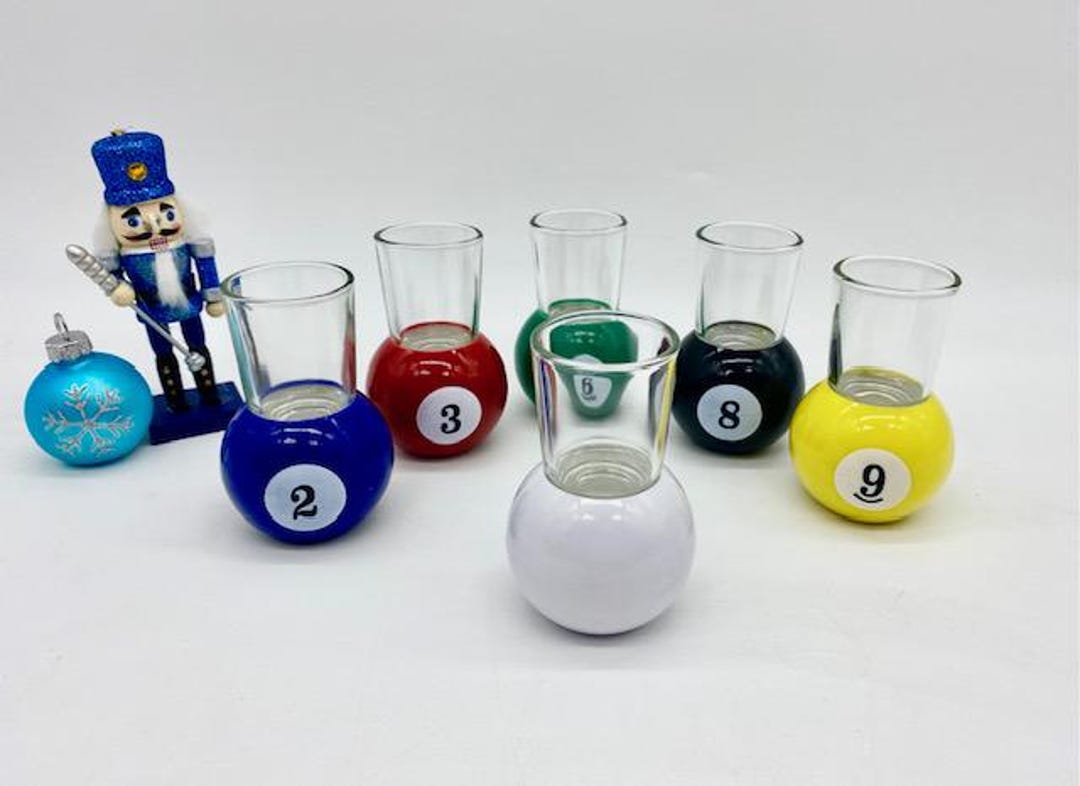 Pool/billiard Ball Shot Glasses Set of 6 Unique Barware Gift Idea - Etsy