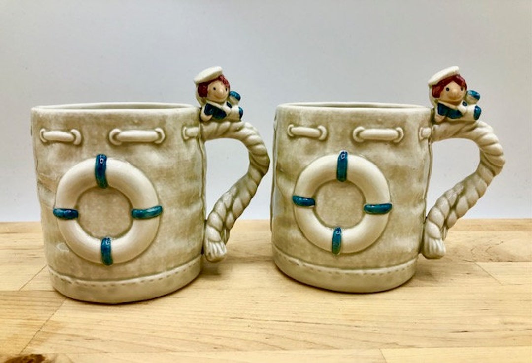 Vintage Raggedy Andy Mugs Circa 1970s Enesco Sailor Nautical E-9205 ...