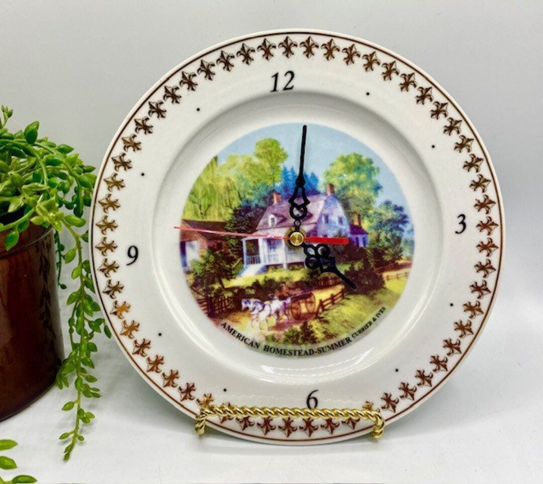 Vintage Plate Clock 1990s Currier & Ives "american Homestead - Summer ...