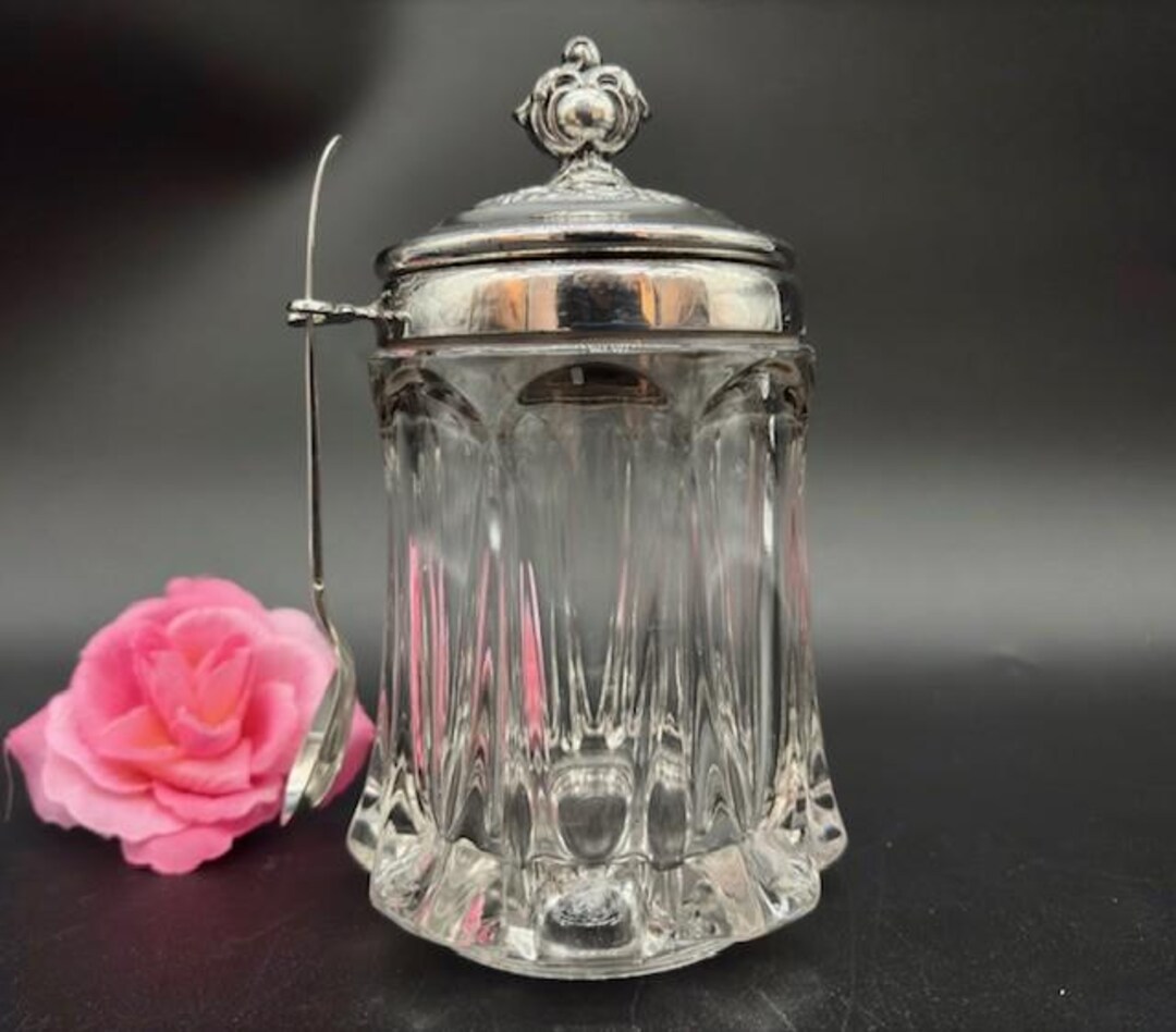 Antique Victorian Mustard Pot / Pickle Castor / Jam Jar With Fiddleback ...