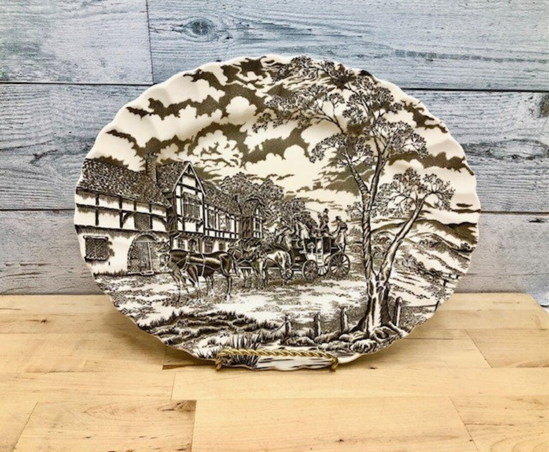 1960s Ironstone Platter Vintage 12 Brown Transferware Myott Pottery ...
