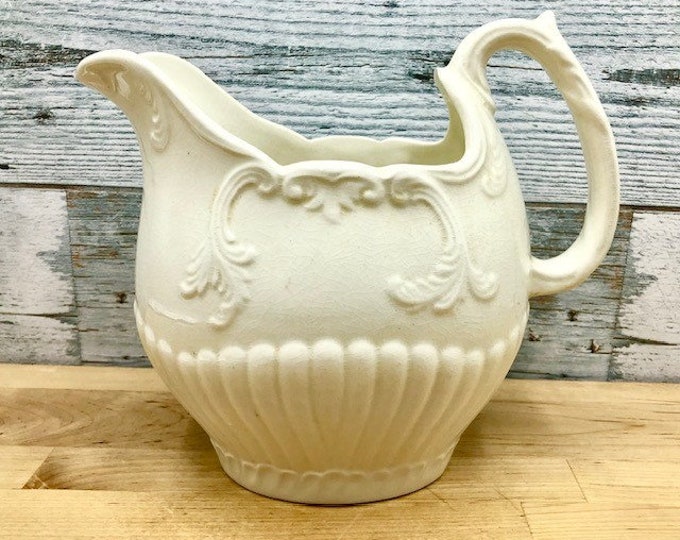 1930s Water Pitcher Vintage Crown Devon White Embossed Water / Milk Jug ...