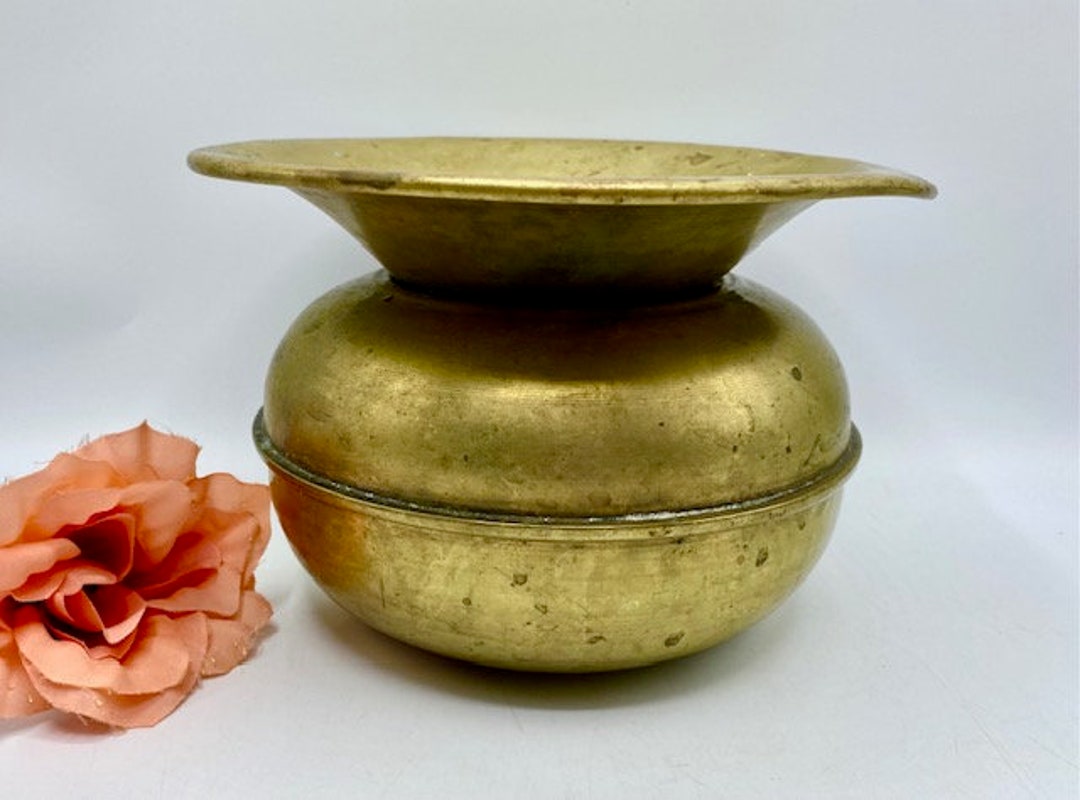 Antique Brass Spittoon / Rustic Planter Primitive Decor Vintage ...